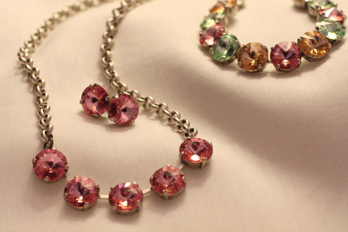 Eleven Stone Bracelet Premium Crystal 12mm Light Pink Light - Etsy