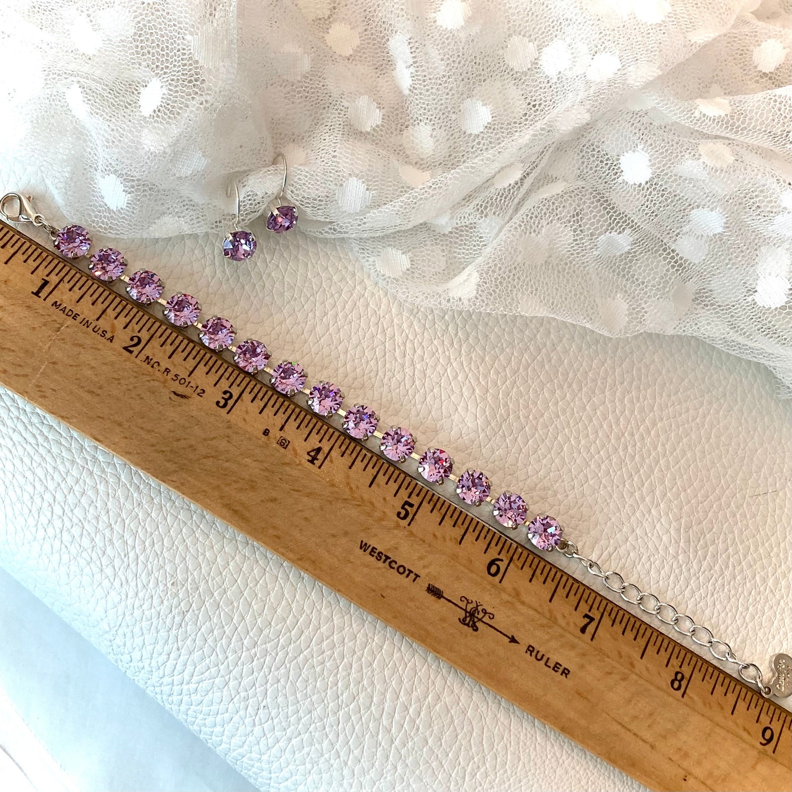 Violet Lavender Set Bracelet & Earrings Swarovski® Violet 8mm | Etsy