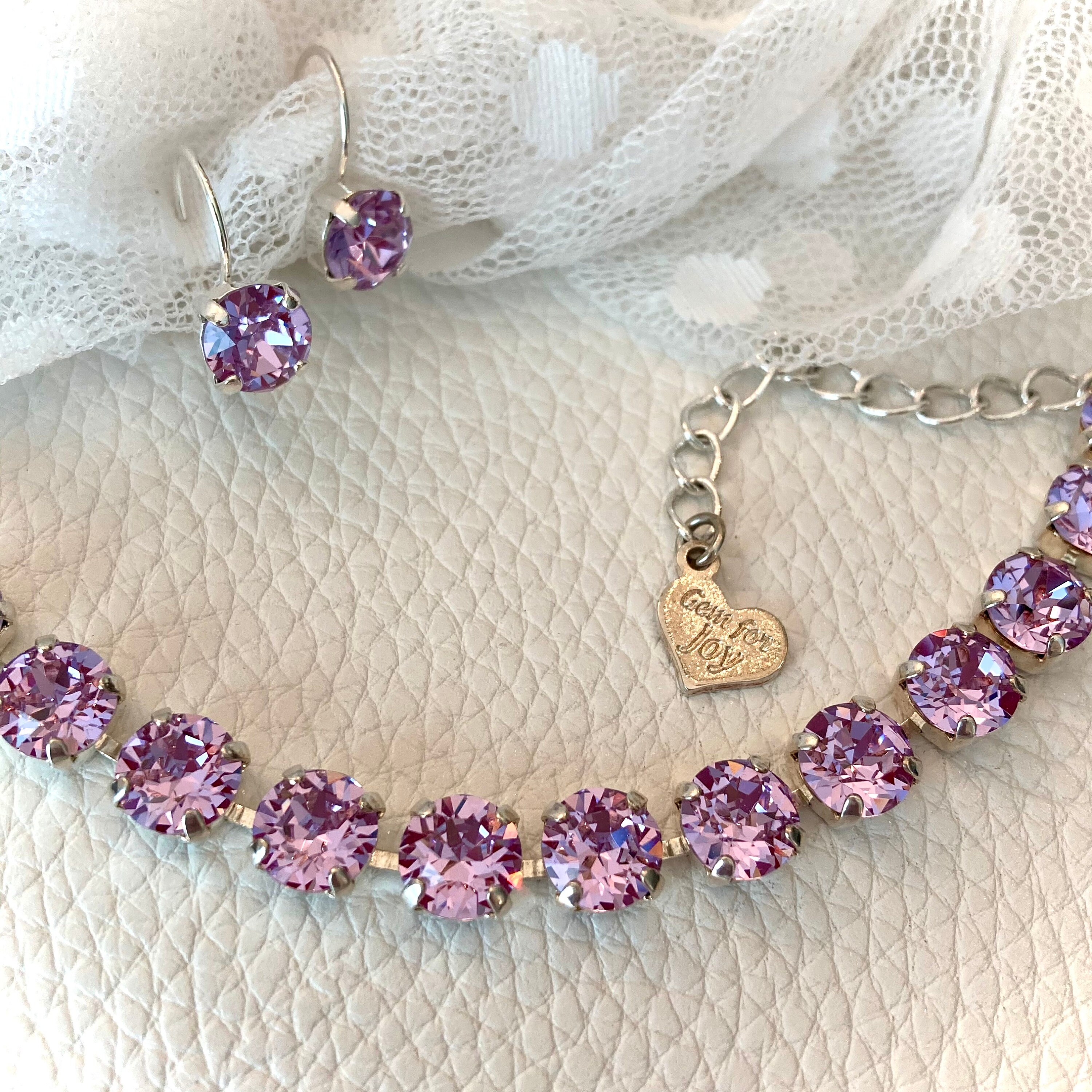 Violet Lavender Set Bracelet & Earrings Swarovski® Violet 8mm | Etsy