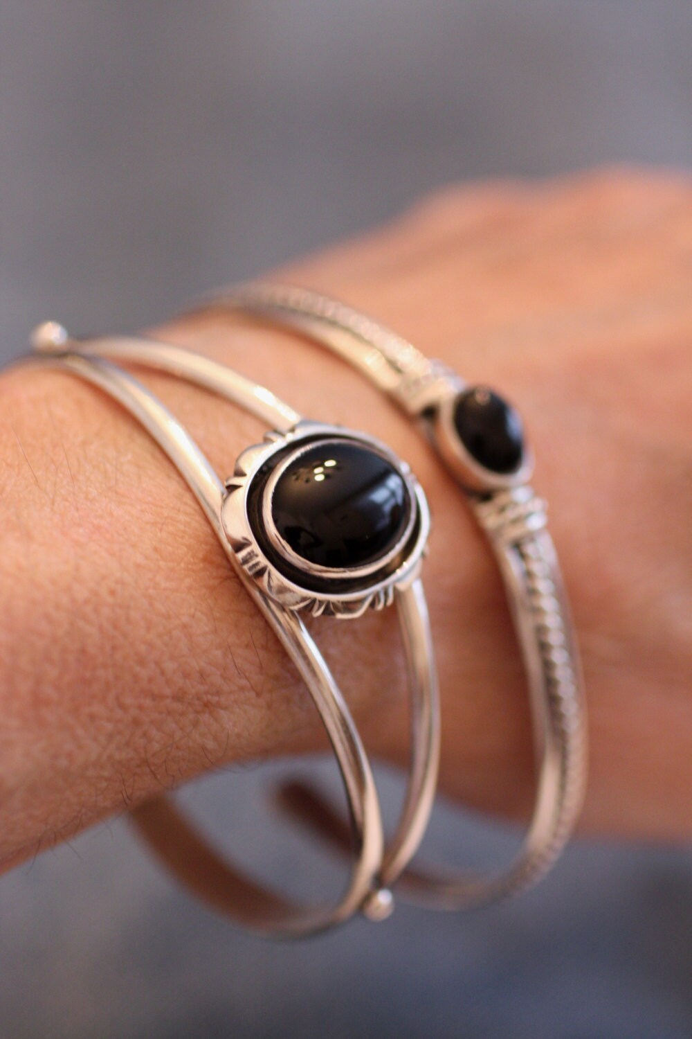 Carol Felley Onyx Cuff Artisan Signed 1996 Sterling Native - Etsy