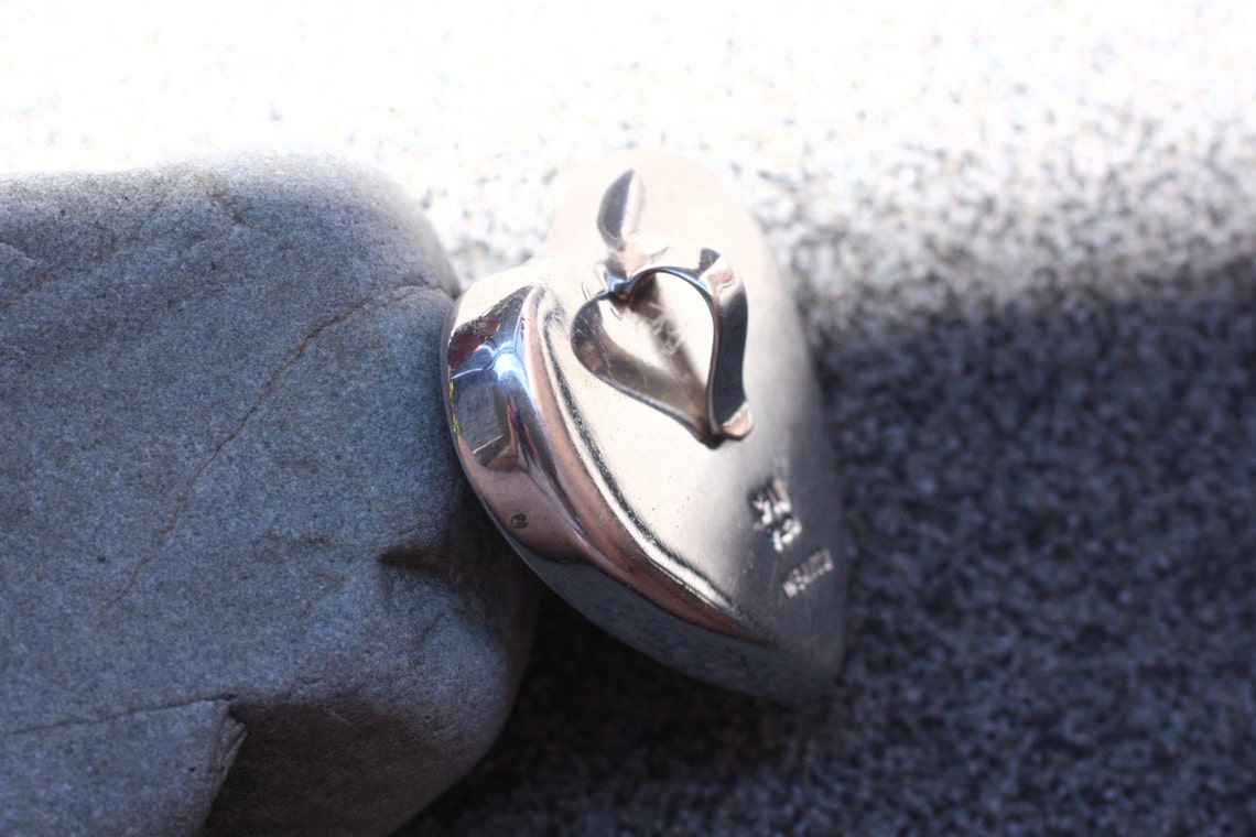 Inlay Heart Pendant Turquoise Multi-stone Signed Mexico 925 | Etsy