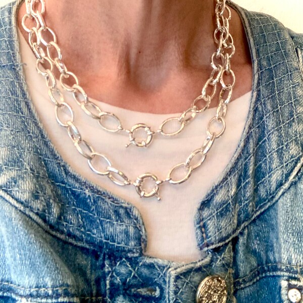 Chunky Silver Necklace - Etsy
