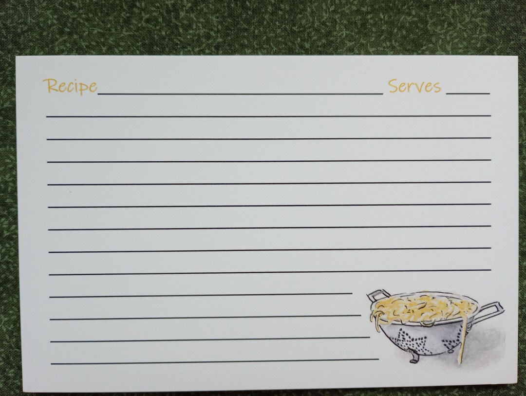 Watercolor Recipe Cards 12 - 4”x6” (vintage Colander), Two Sided: Extra ...