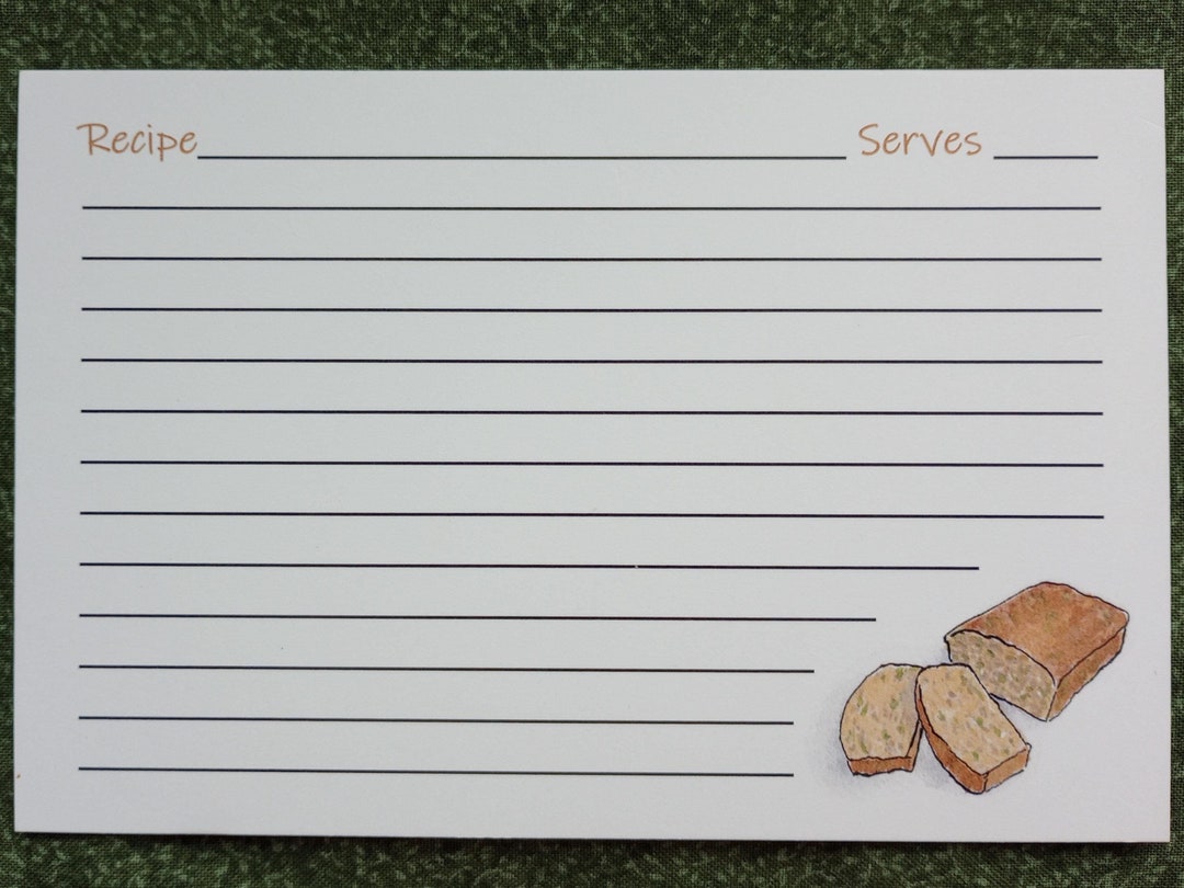 Watercolor Recipe Cards 12 - 4”x6” (zucchini Bread), Two Sided: Extra ...