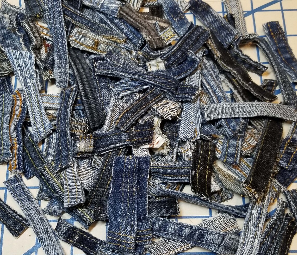 Salvaged Denim Jean Seam Scraps - Upcycled Craft Supplies - Etsy