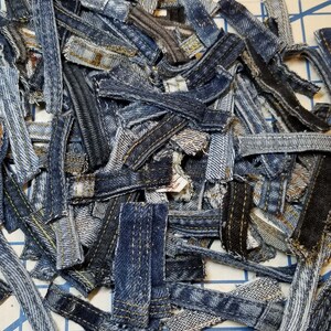 Salvaged Scrap Denim Jean Seam Pieces - 25/50/100 Pieces - Crafts ...