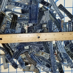 Salvaged Scrap Denim Jean Seam Pieces - 25/50/100 Pieces - Crafts ...