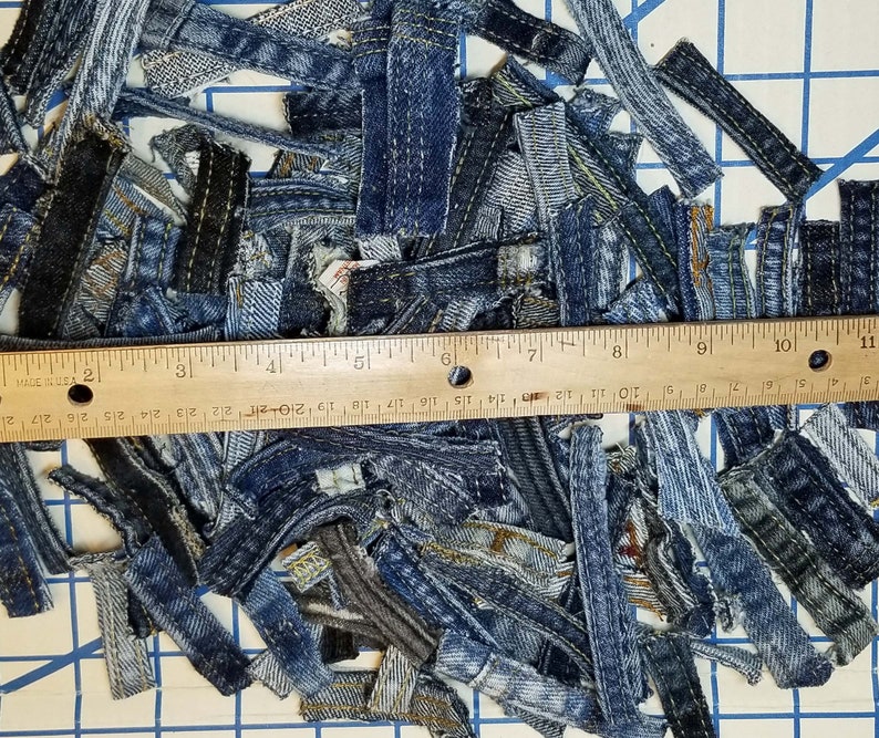 Salvaged Scrap Denim Jean Seam Pieces 25/50/100 Pieces - Etsy