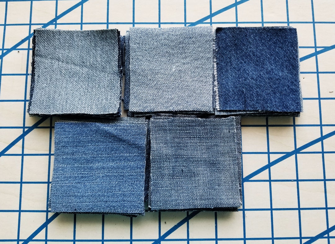 Denim Jean Squares~3"x3"~pack of 50~clean Recycled Jeans Denim~quilting ...