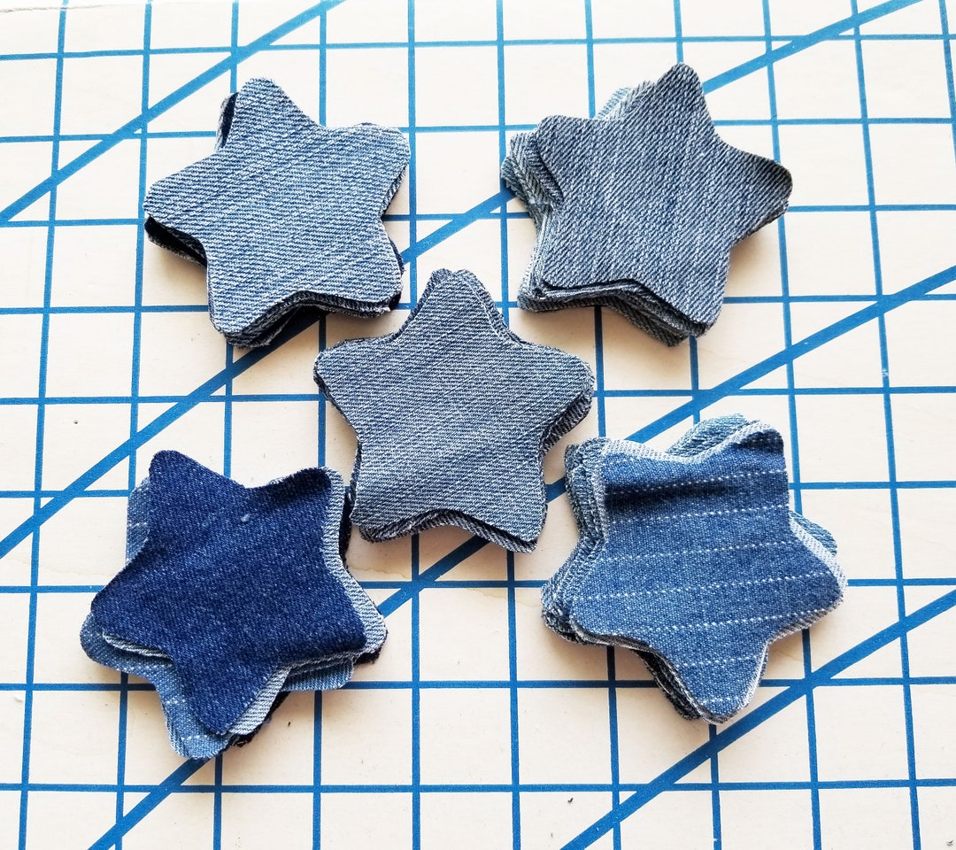 50 Hand Cut Sew-on Small Denim Stars3 X - Etsy