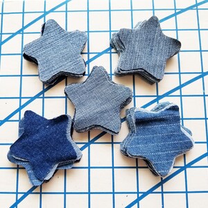 50 Hand Cut Sew-on Small Denim Stars~3" X 2.875"~clean Recycled Jean ...