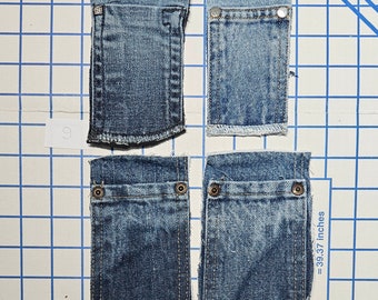 Three Recycled Denim Jeans Coin Pockets - Small Coin Pockets - Crafting ...
