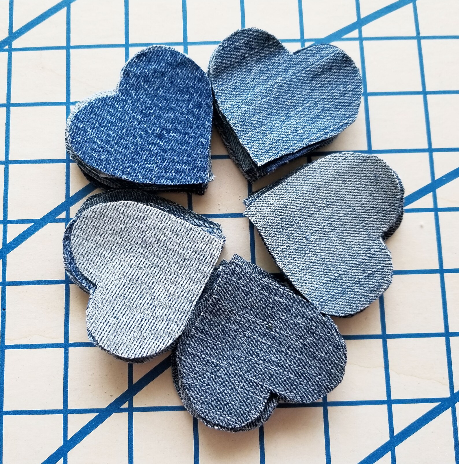 50 Hand Cut Denim Hearts, Recycled Jeans, Sew-on Appliques - Etsy