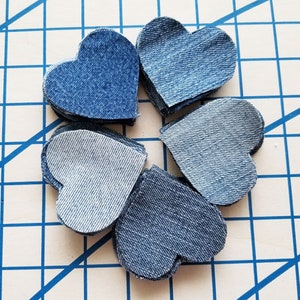 50 Hand Cut, Sew-on Small Denim Hearts~2.5" X 2.25" Clean Recycled ...