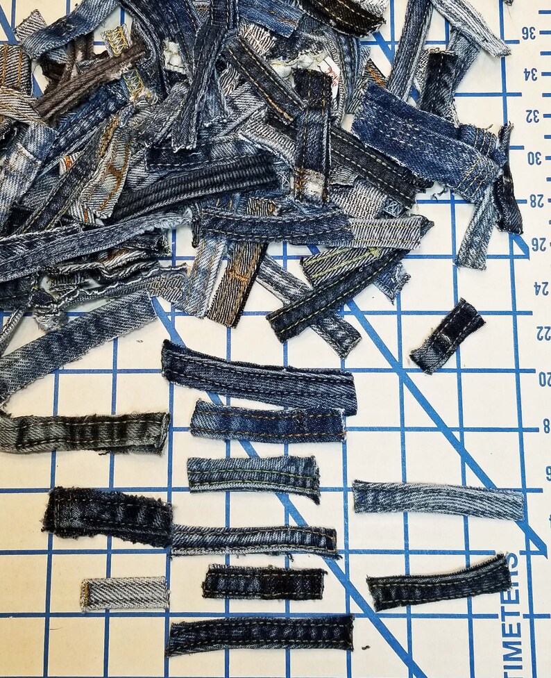 Salvaged Scrap Denim Jean Seam Pieces 25/50/100 Pieces - Etsy