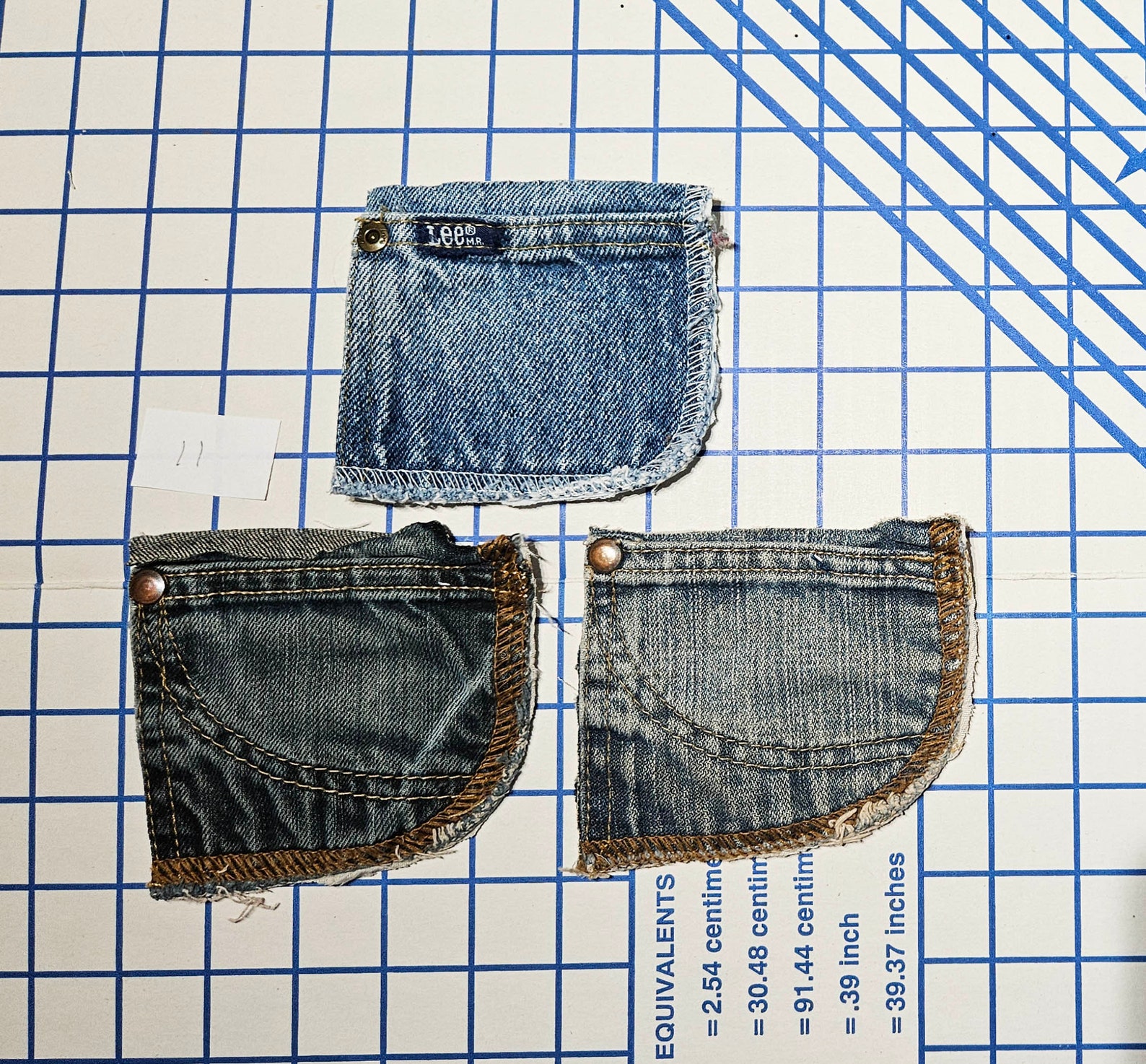 Three Recycled Denim Jeans Coin Pockets - Small Coin Pockets - Crafting ...