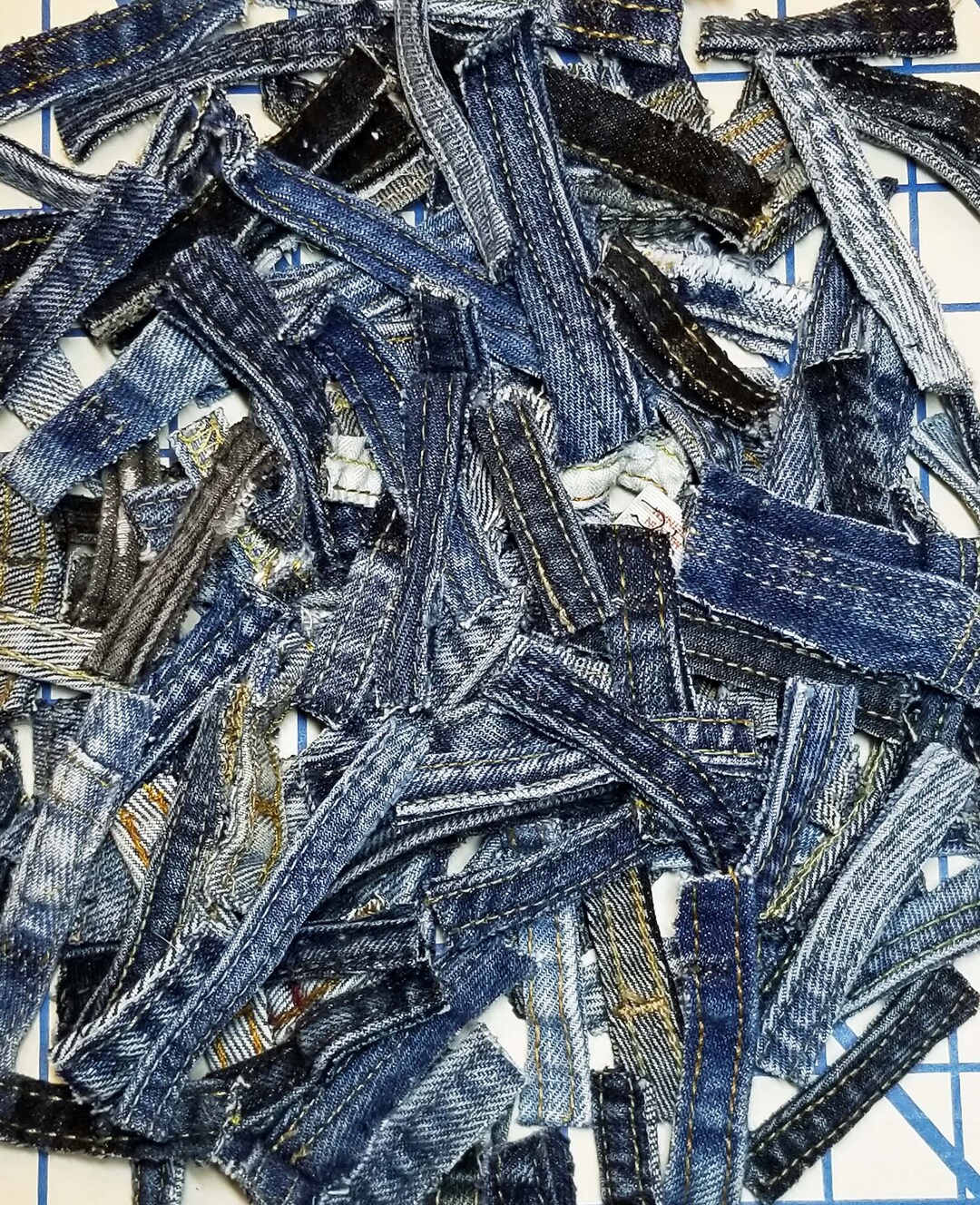 Salvaged Scrap Denim Jean Seam Pieces - 25/50/100 Pieces - Crafts ...