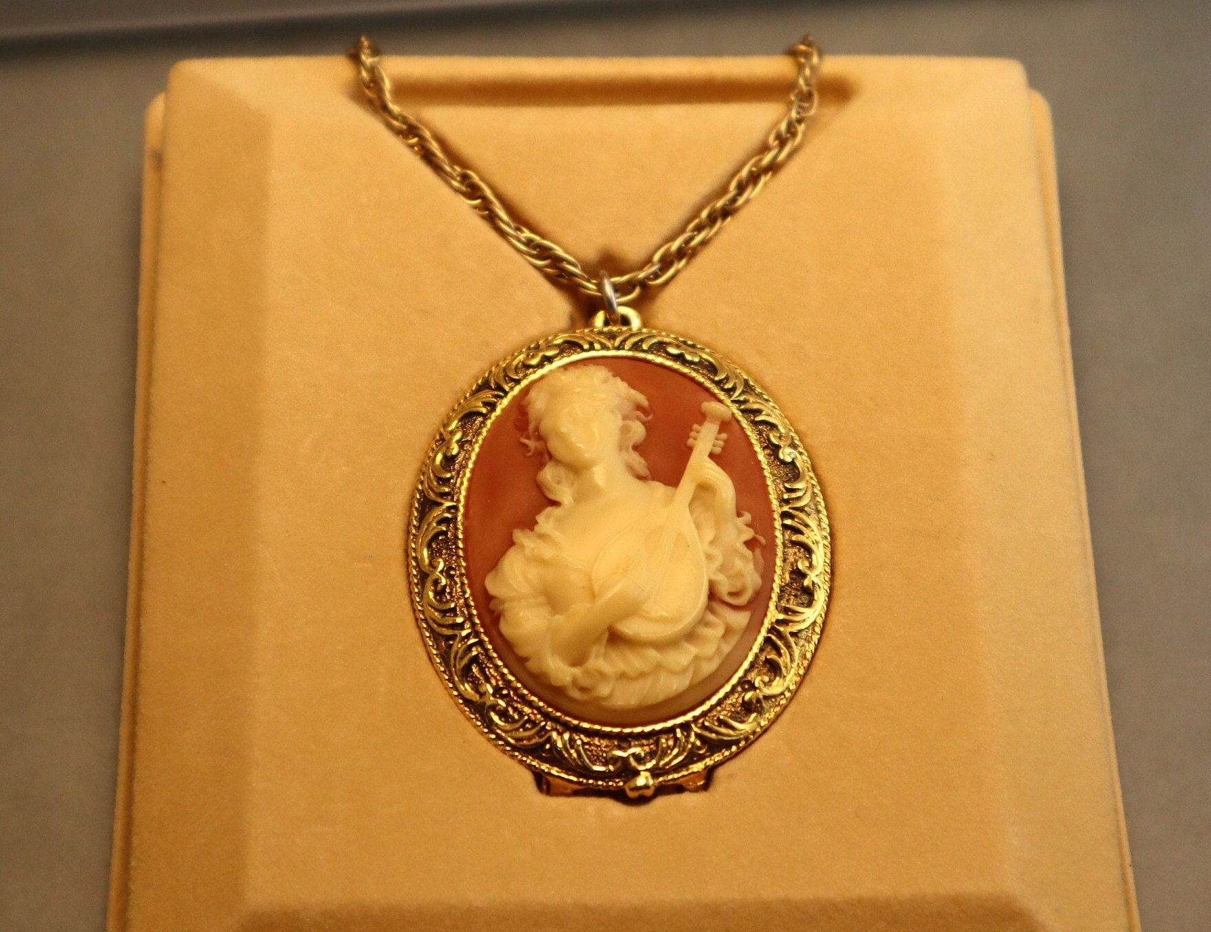 Cameo Corday Solid Perfume Locket Necklace Toujours Moi Etsy