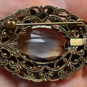 Vintage West Germany Brooch Givre Glass Enamel Filigree Pin - Etsy