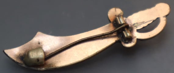 Victorian Cutlass Sword Brooch Red Stone Vintage Pin - Gem