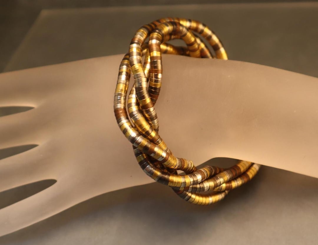 Vintage Bendable Bracelet Four Strand Multi Color Metal - Etsy