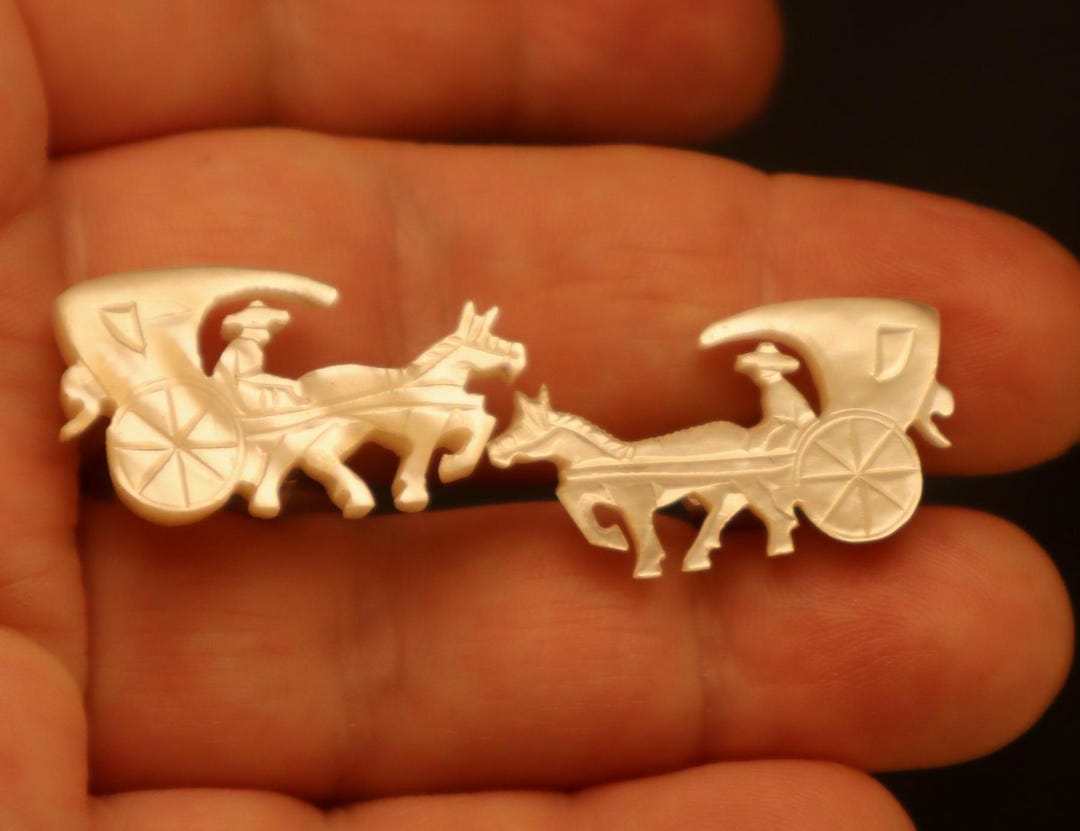 Vintage Carved Rickshaw Cuff Links Mother of Pearl Cufflinks - Etsy