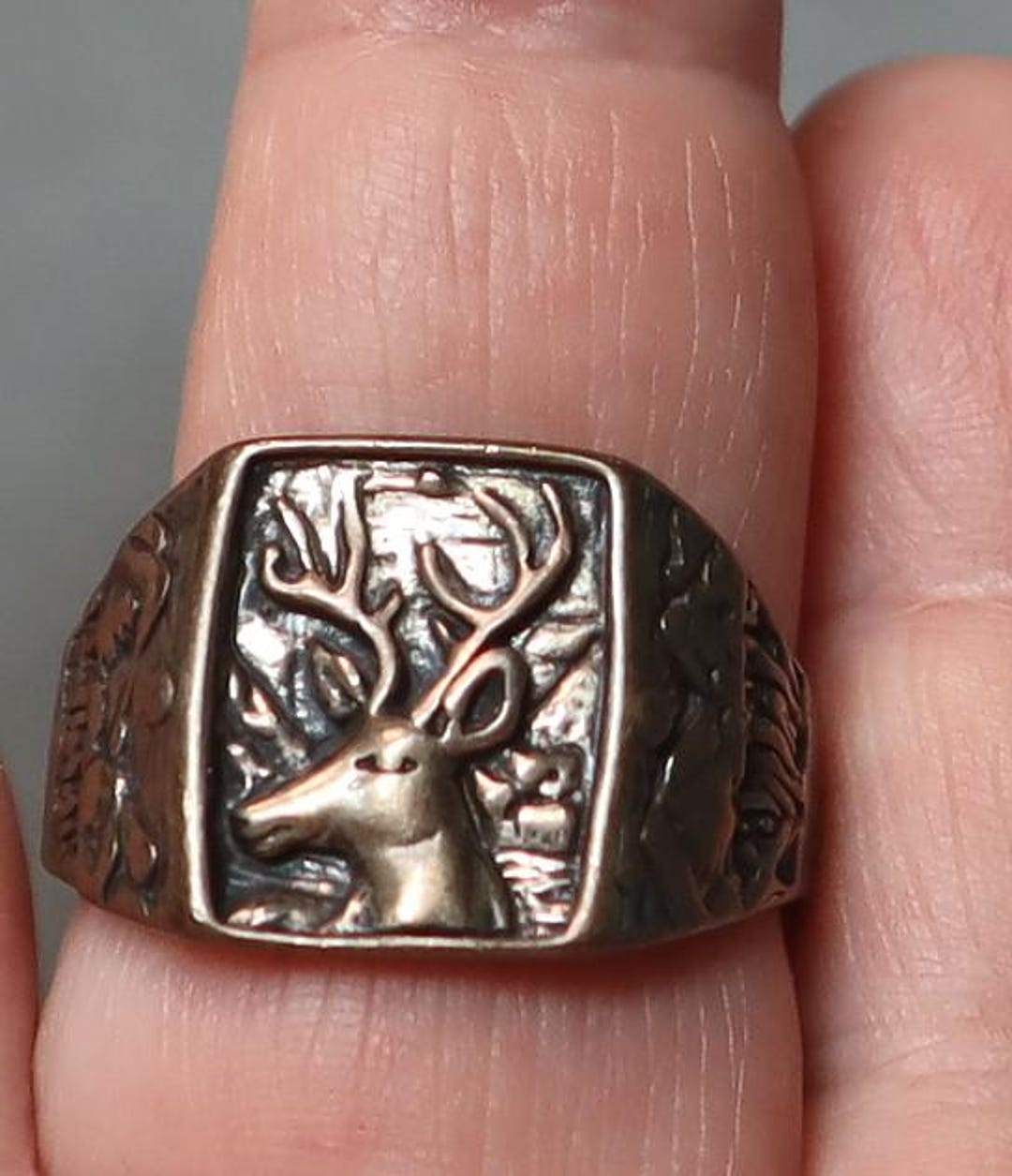 Sterling Stag Mens Signet Ring Deer Size 11.5 - Etsy