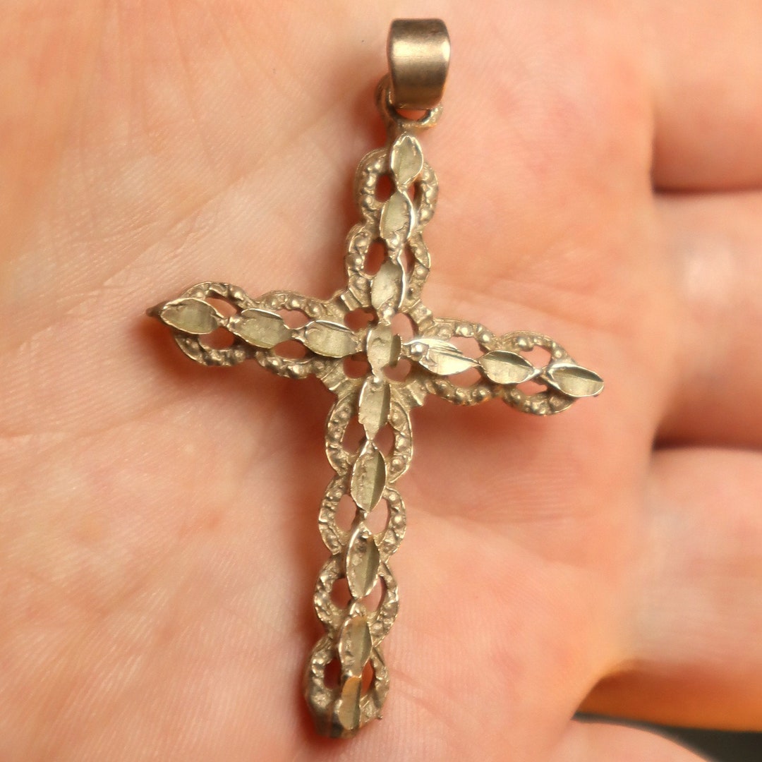 Sterling Silver Openwork Cross Pendant - Etsy