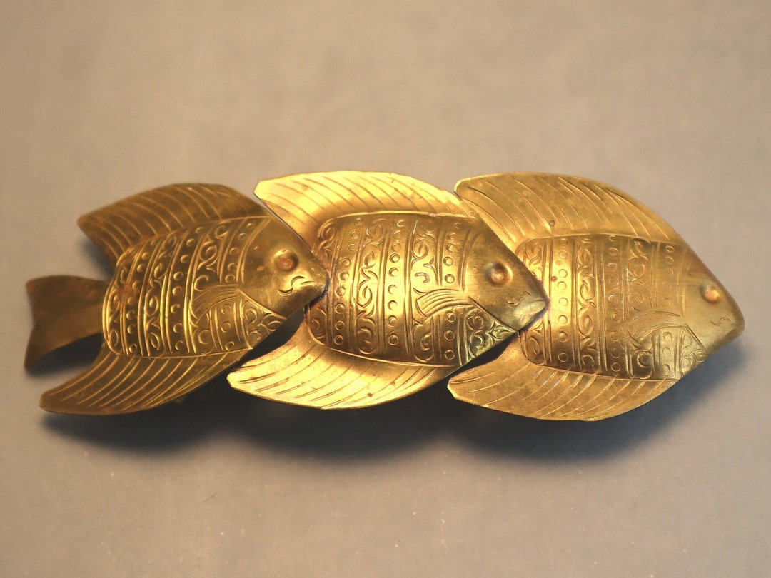 Huge Brass Fish Buckle India Fish Family - Etsy