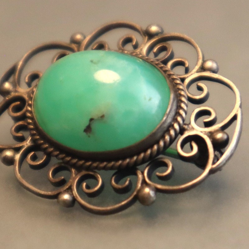 Green Stone Brooch - Etsy