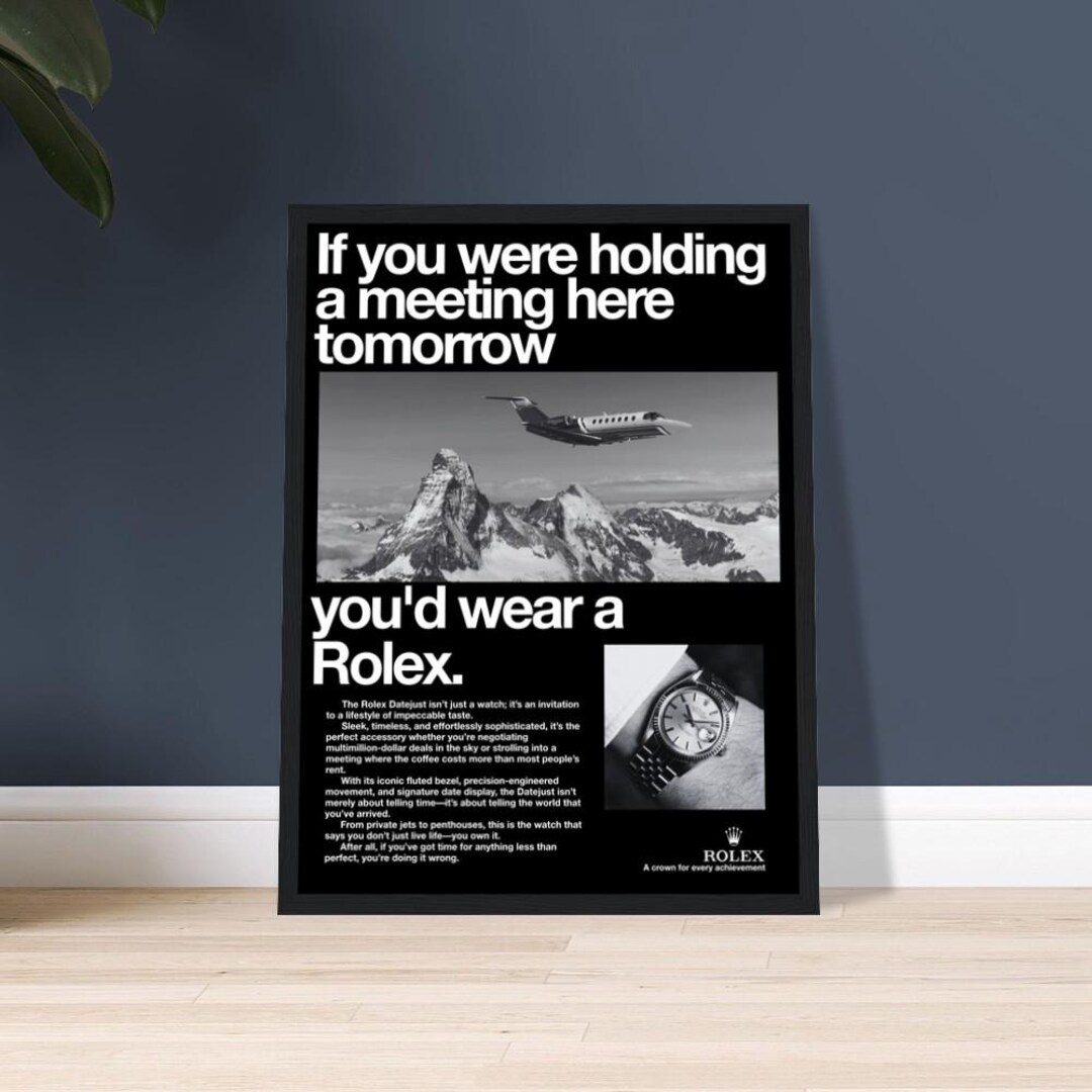Framed Vintage Watch Poster Rolex Datejust-inspired Wall Art Retro ...