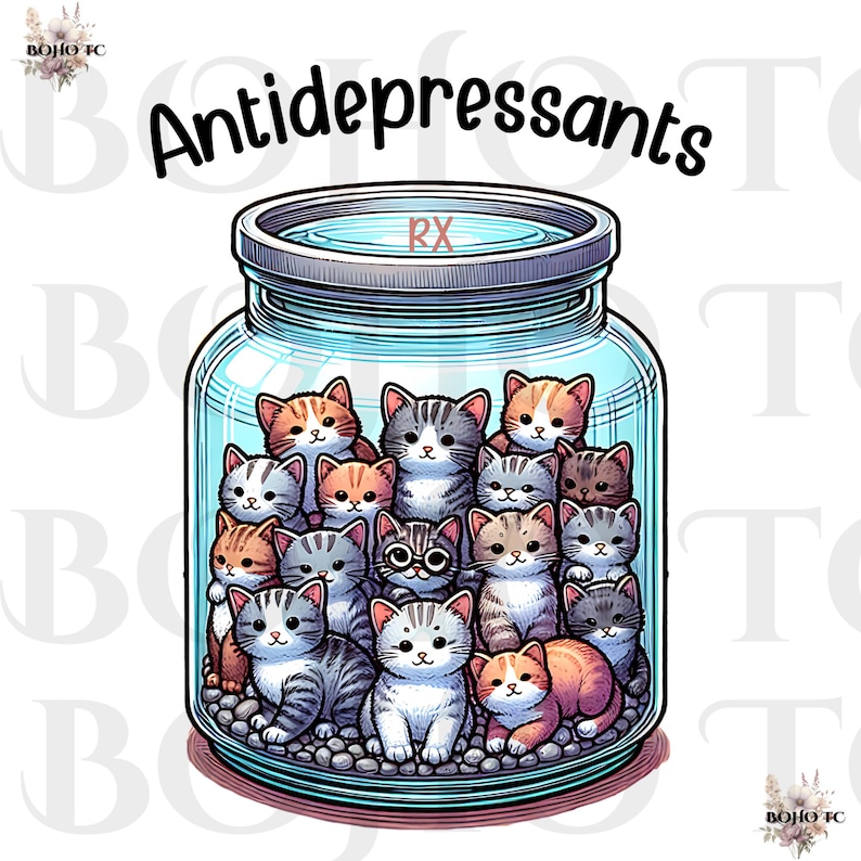 Antidepressants Cat in A Bottle Png-cats Prescription for Depression ...