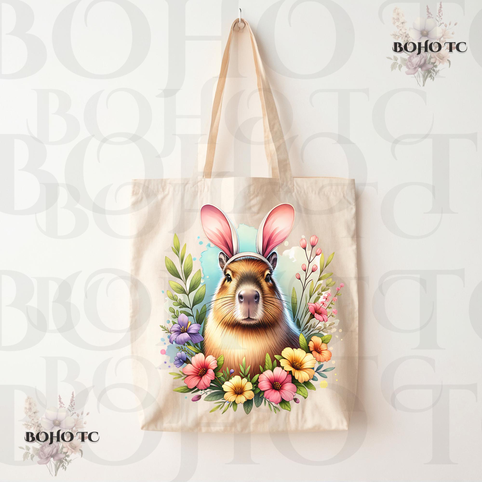 Capybara Bunny Ears Png-easter Vibes Png-floral Capybara Bunny Ears ...
