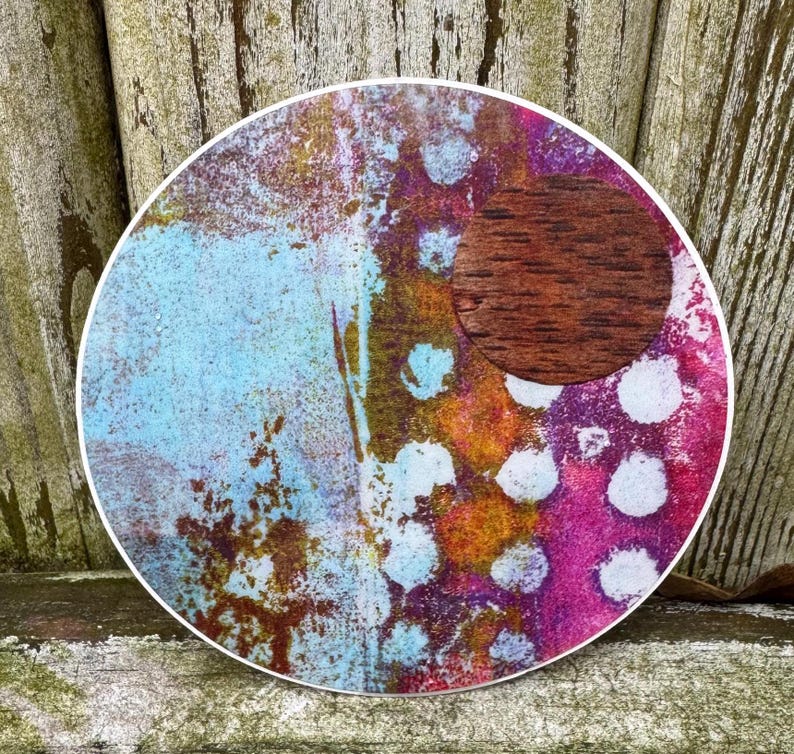 3" Circle Sticker - Abstract Mixed Media Bark Collage - Etsy
