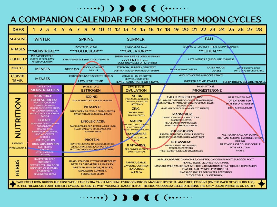 Women's Moon Cycle Chart: Moon Time Tracker - Etsy