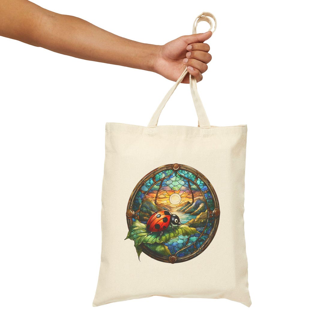 Ladybug Stain Glass Tote Bag Elegant Garden Insect Shopping Carryall ...