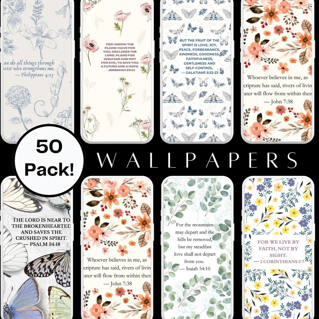 Bible Verse Wallpaper Background, 50 Pack, Christian Lockscreen Phone ...