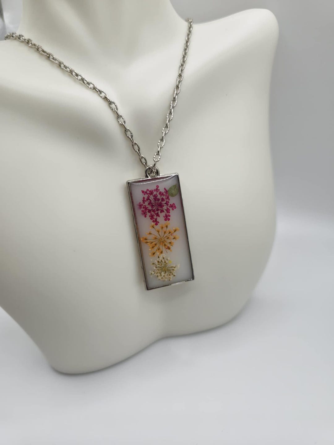 Resin Pressed Flower Pendant Necklace | Handmade Jewelry | Gifts for ...