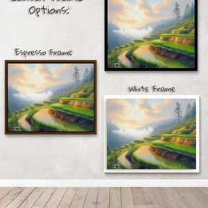 Beautiful Rice Paddy Terrance Fields Canvas Painting, Vietnam Cloudy ...