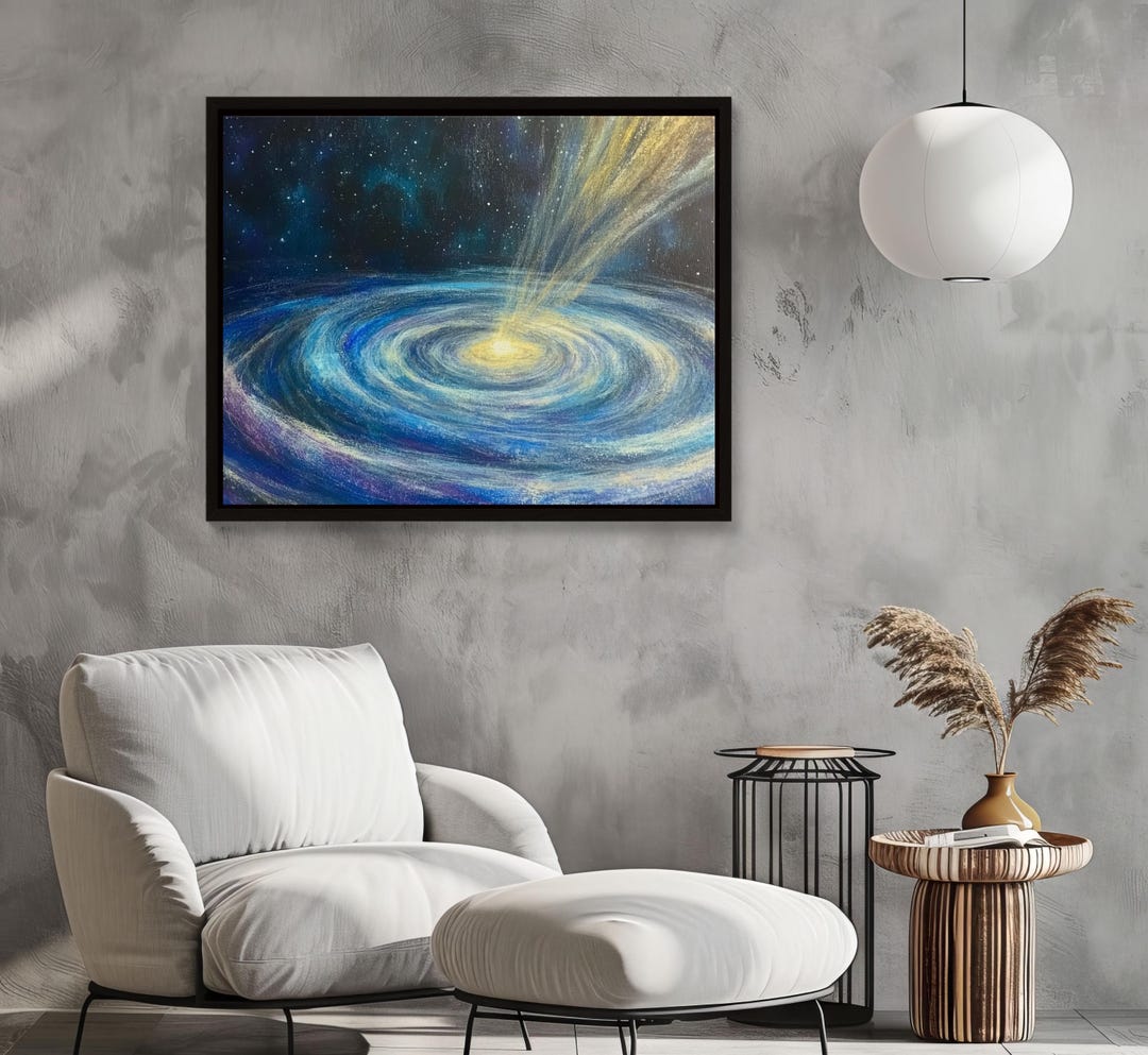Spiral Galaxy Abstract Art, Cosmic Star Dust Swirling Blue Purple White ...