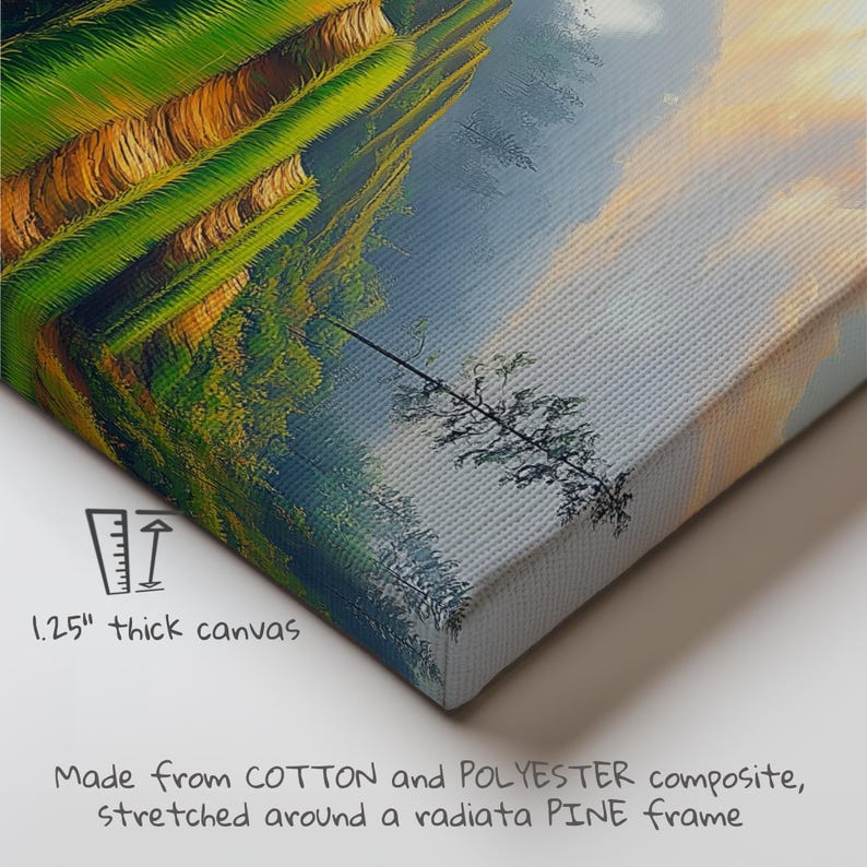 Beautiful Rice Paddy Terrance Fields Canvas Painting, Vietnam Cloudy ...