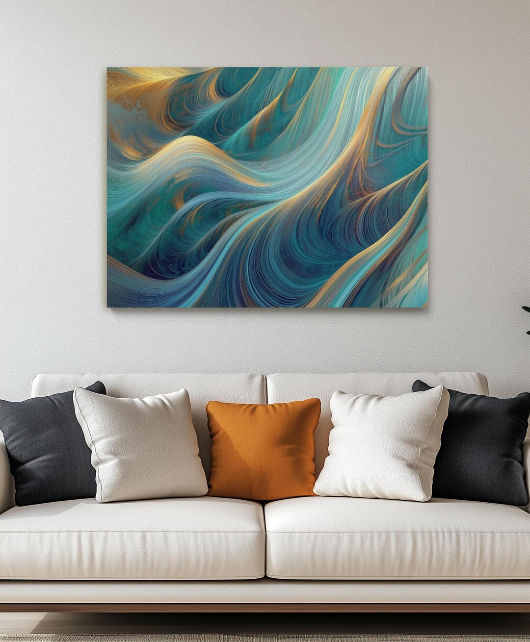 Non-objective Deep Blue Cosmic Waves Canvas Print, Shades of Blue and ...