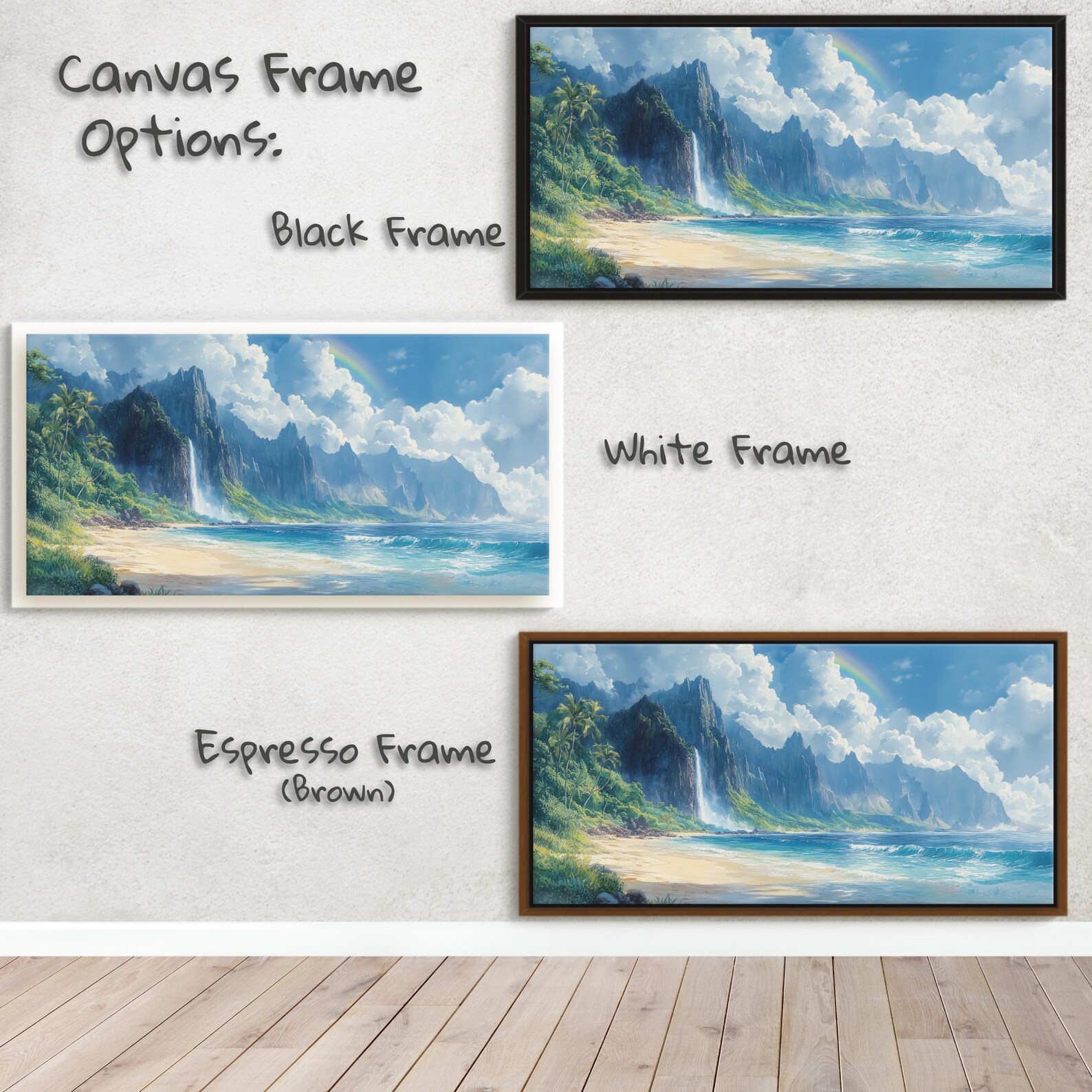 Na Pali Coast Watercolor Art, Hawaii’s Lush Green Cliffs and Deep Blue ...