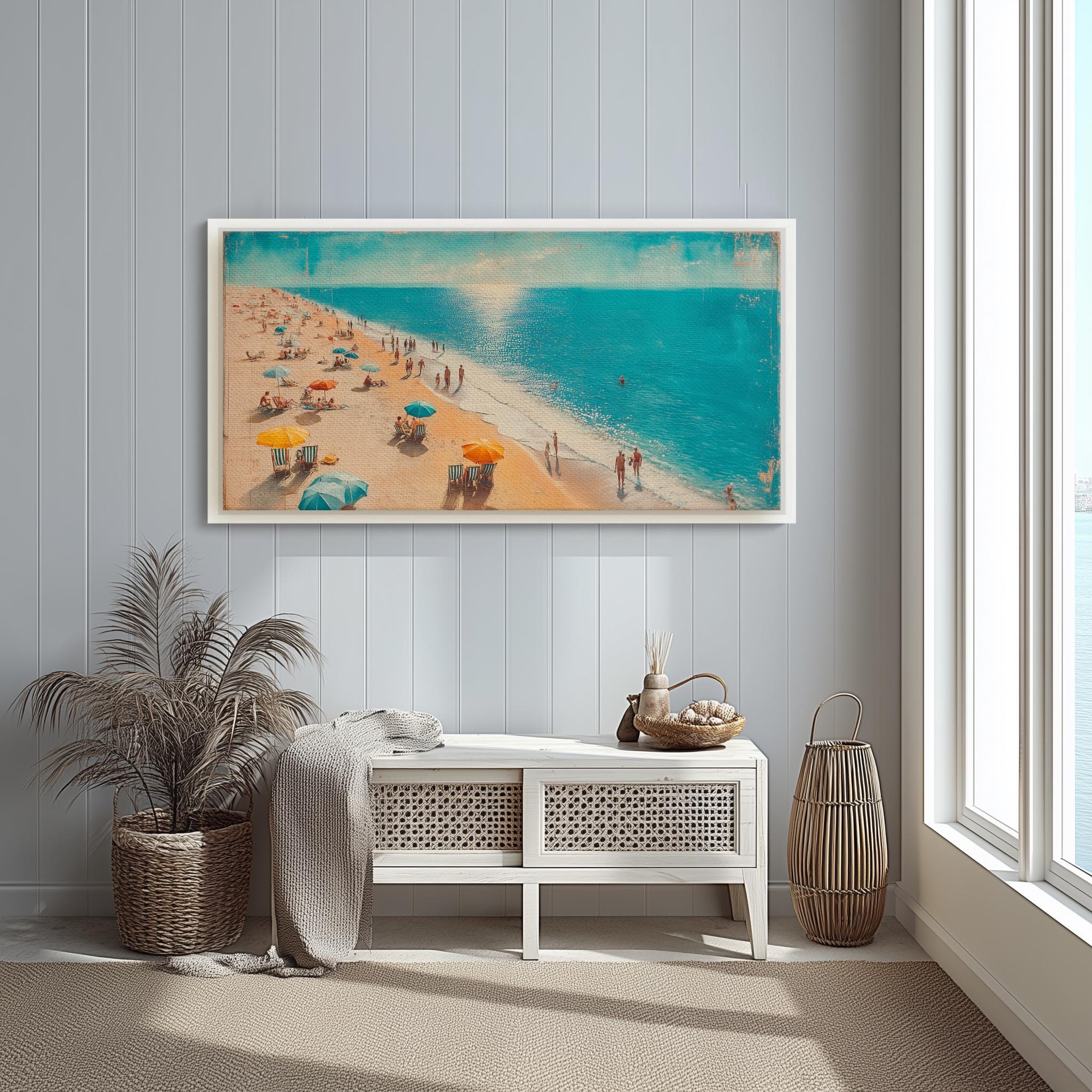 Duchamp-inspired Sunbathers Beach Art – Modern Abstract Seaside Print ...