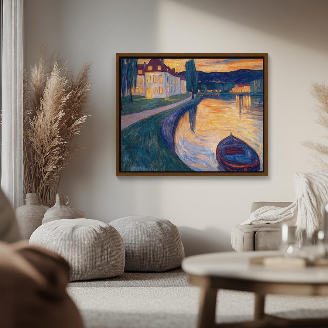Edward Munch Painting of Cholet City – Moody Expressionist Landscape in ...