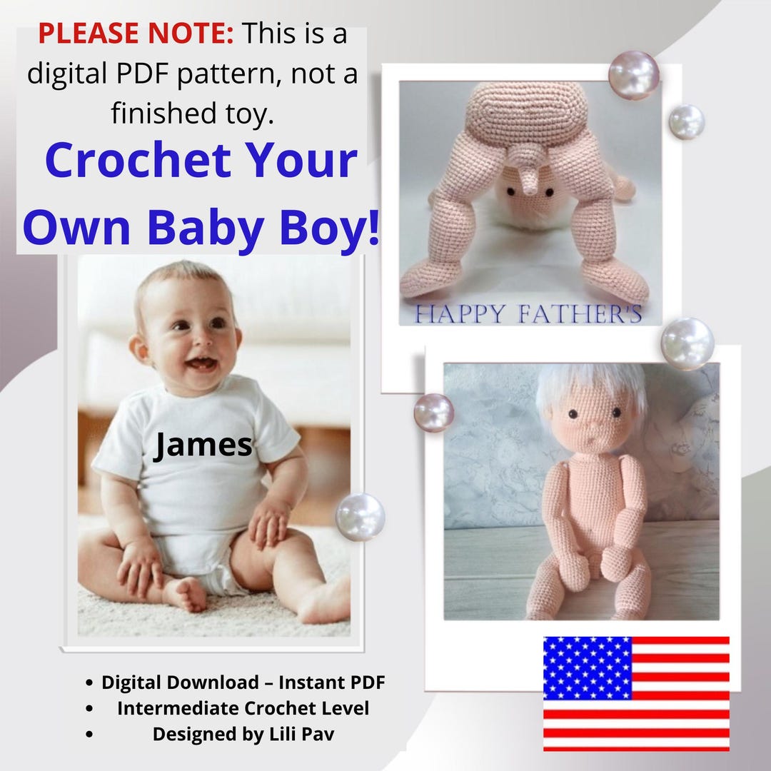 Crochet Doll Pattern – Realistic Baby Boy Amigurumi – PDF Tutorial ...