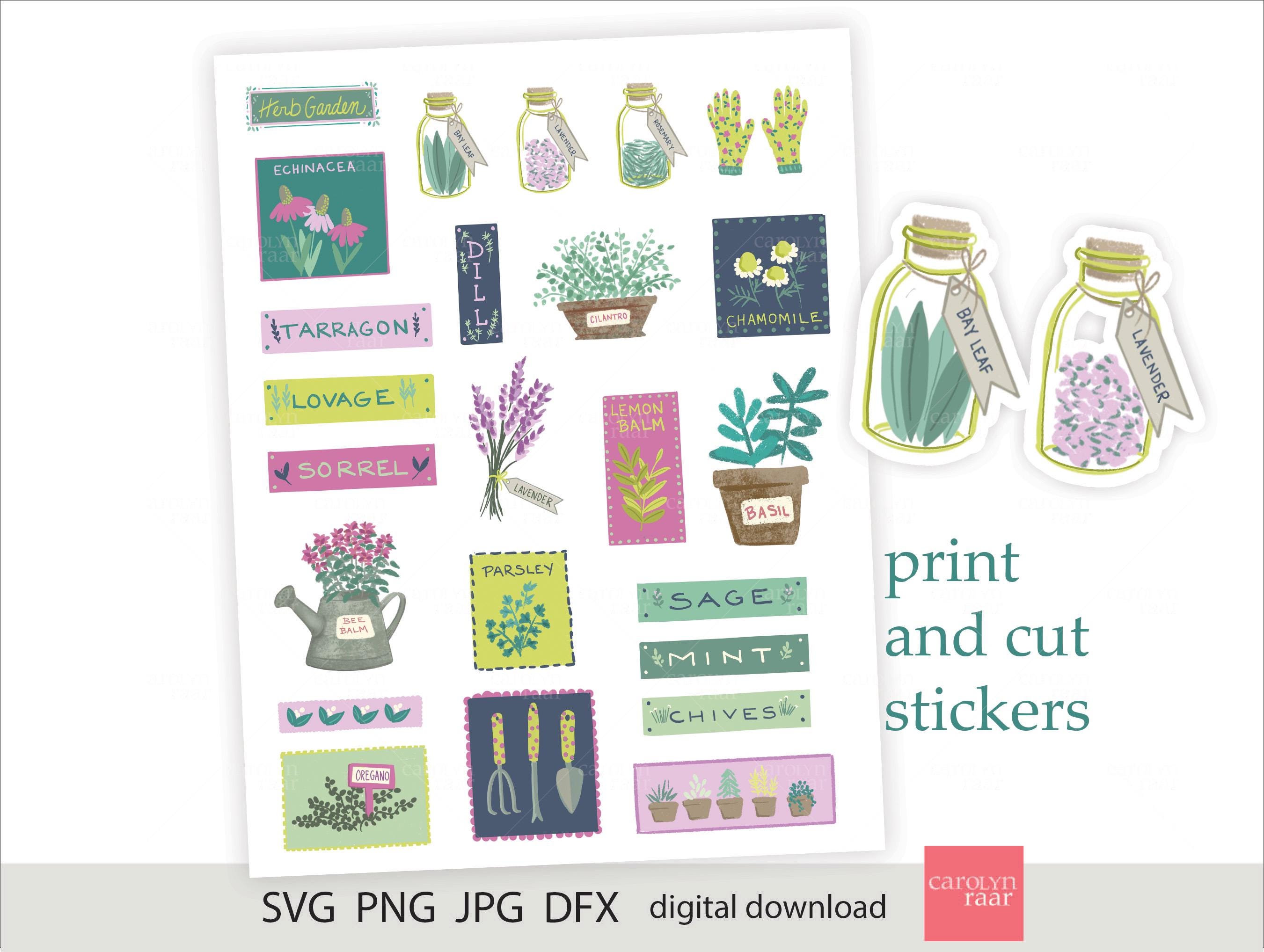 Printable Herb Garden Stickers | Hand-drawn Whimsical Designs | Journal ...