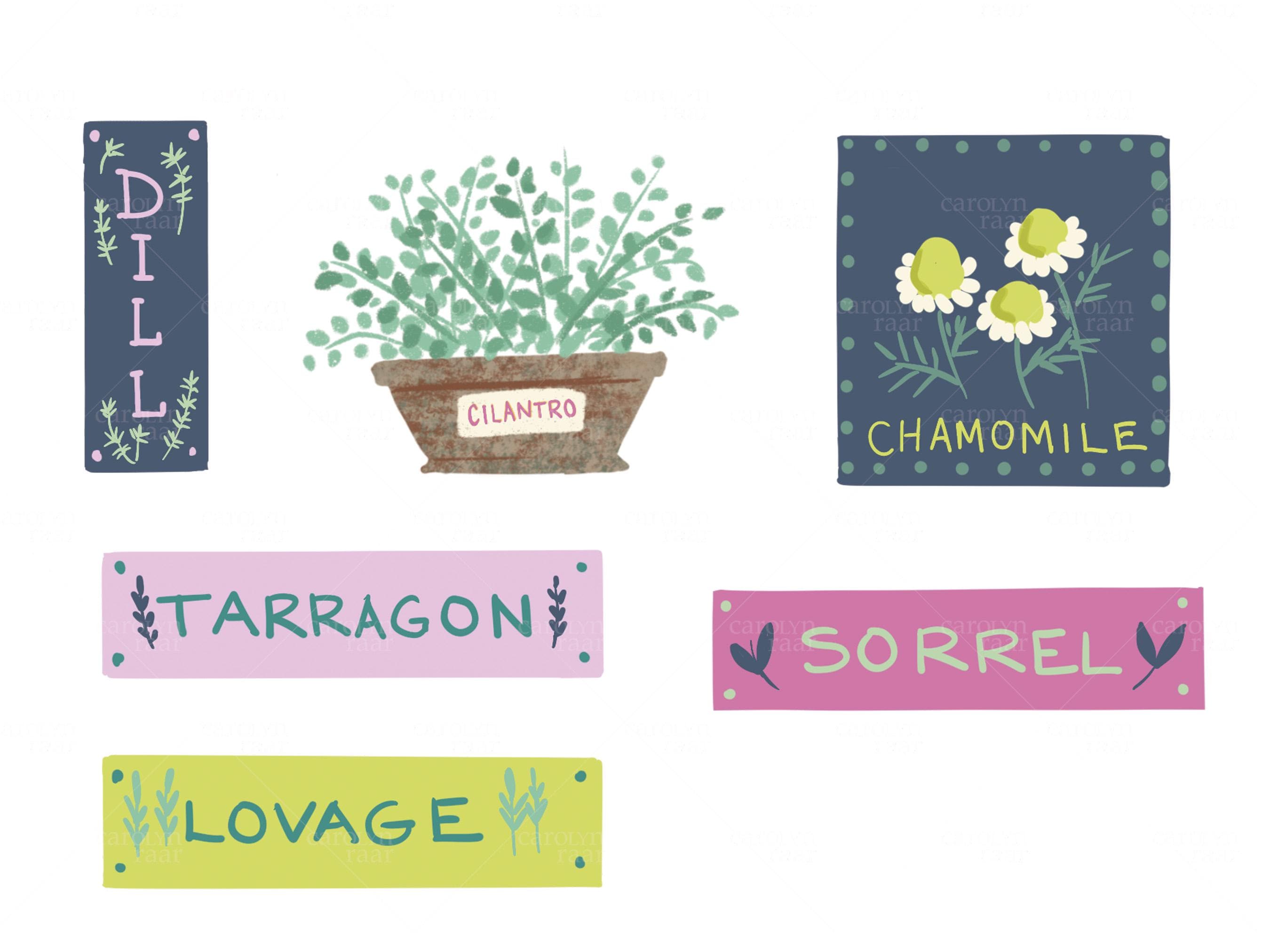 Printable Herb Garden Stickers | Hand-drawn Whimsical Designs | Journal ...