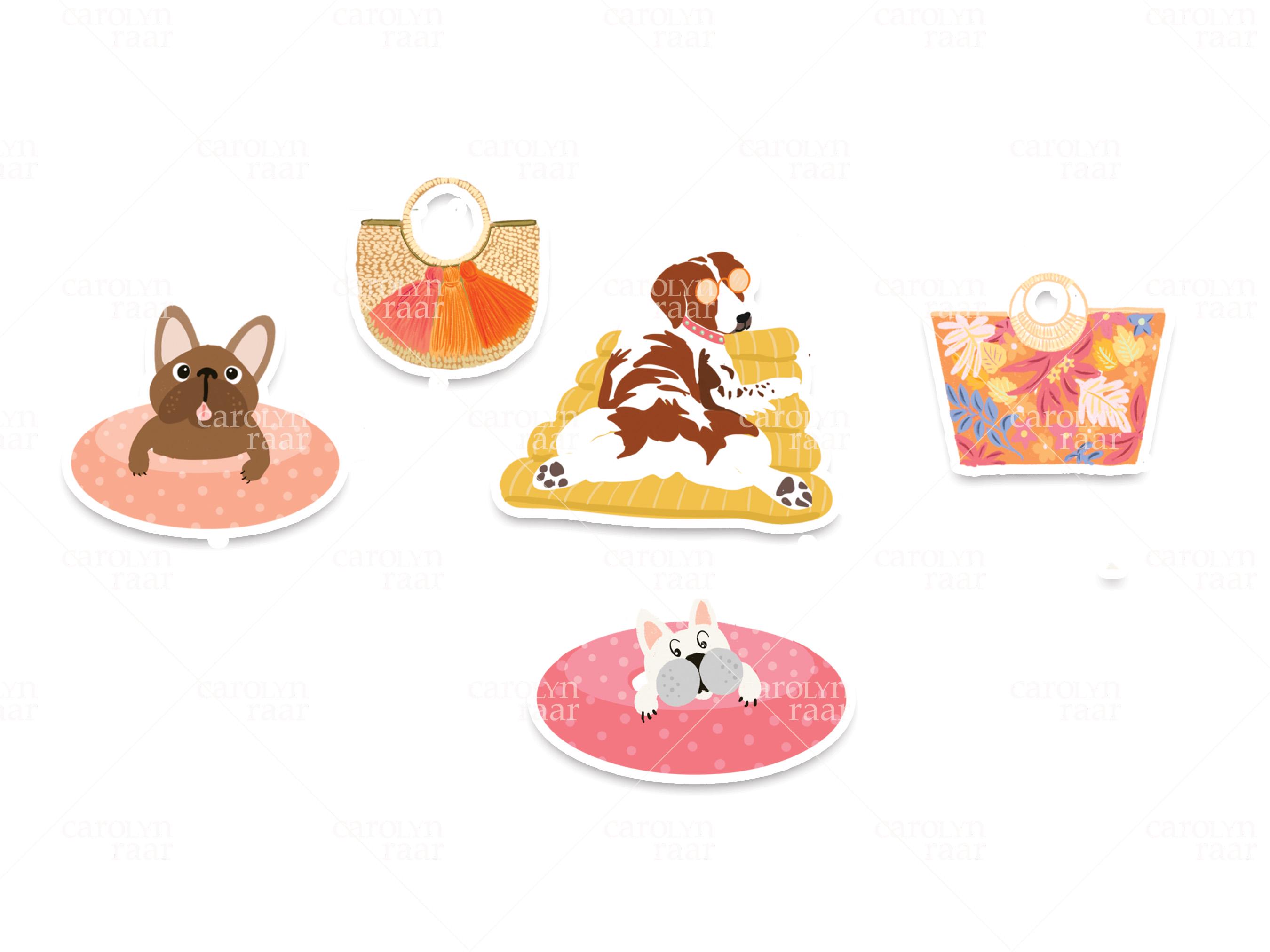 Printable Beach Dogs Stickers: Summer Puppy Art (digital Download) - Etsy