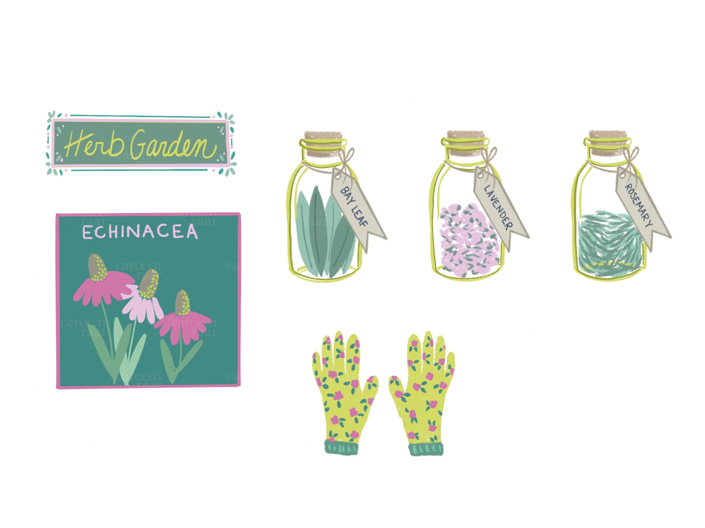 Printable Herb Garden Stickers | Hand-drawn Whimsical Designs | Journal ...